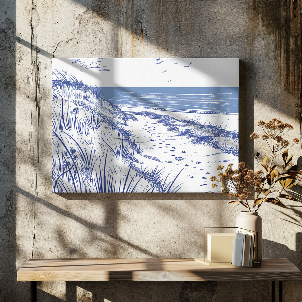 Seaside Sketch Horizontal by &n - Stretched Canvas or Fine Art Print ...