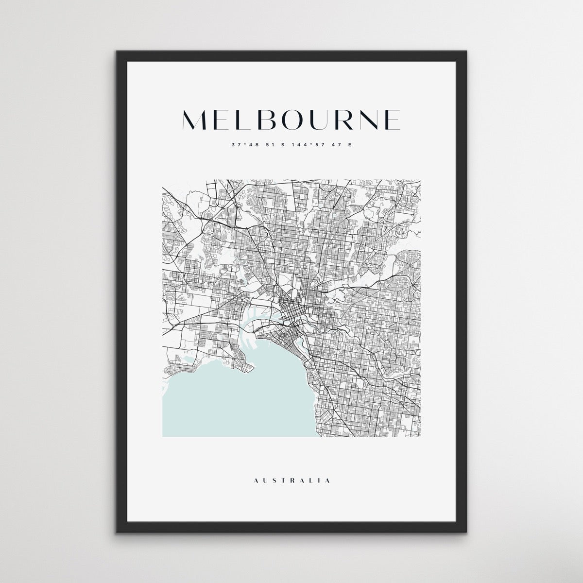 Melbourne City Map - Square City Map Stretched Canvas or Wall Art Prin ...