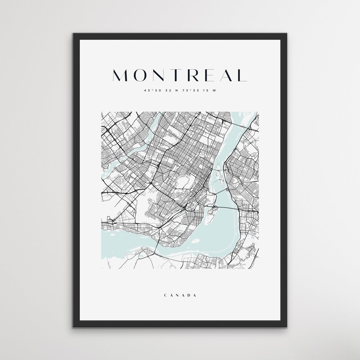 Montreal City Map - Square City Map Stretched Canvas or Wall Art Print ...