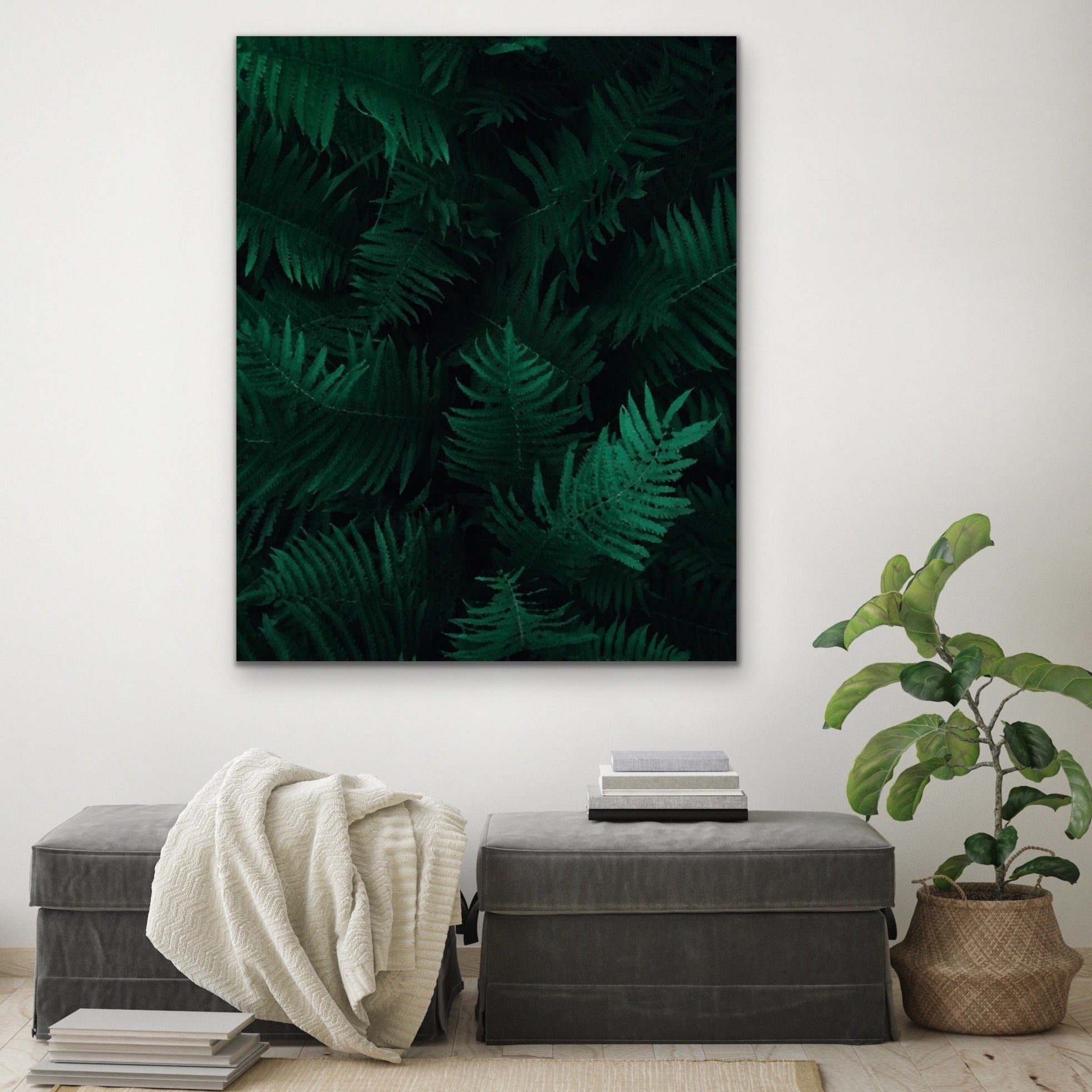 Ferny Fingers - Green Plant Fern Foliage Nature Art Print Canvas Wall ...