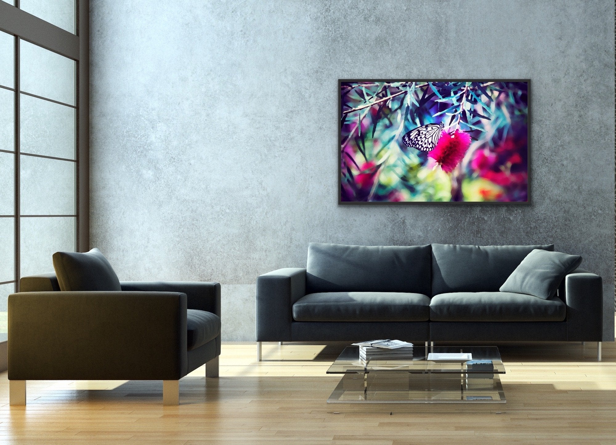 Flutterby - Butterfly Artwork Stretched Canvas Wall Art - I Heart Wall ...