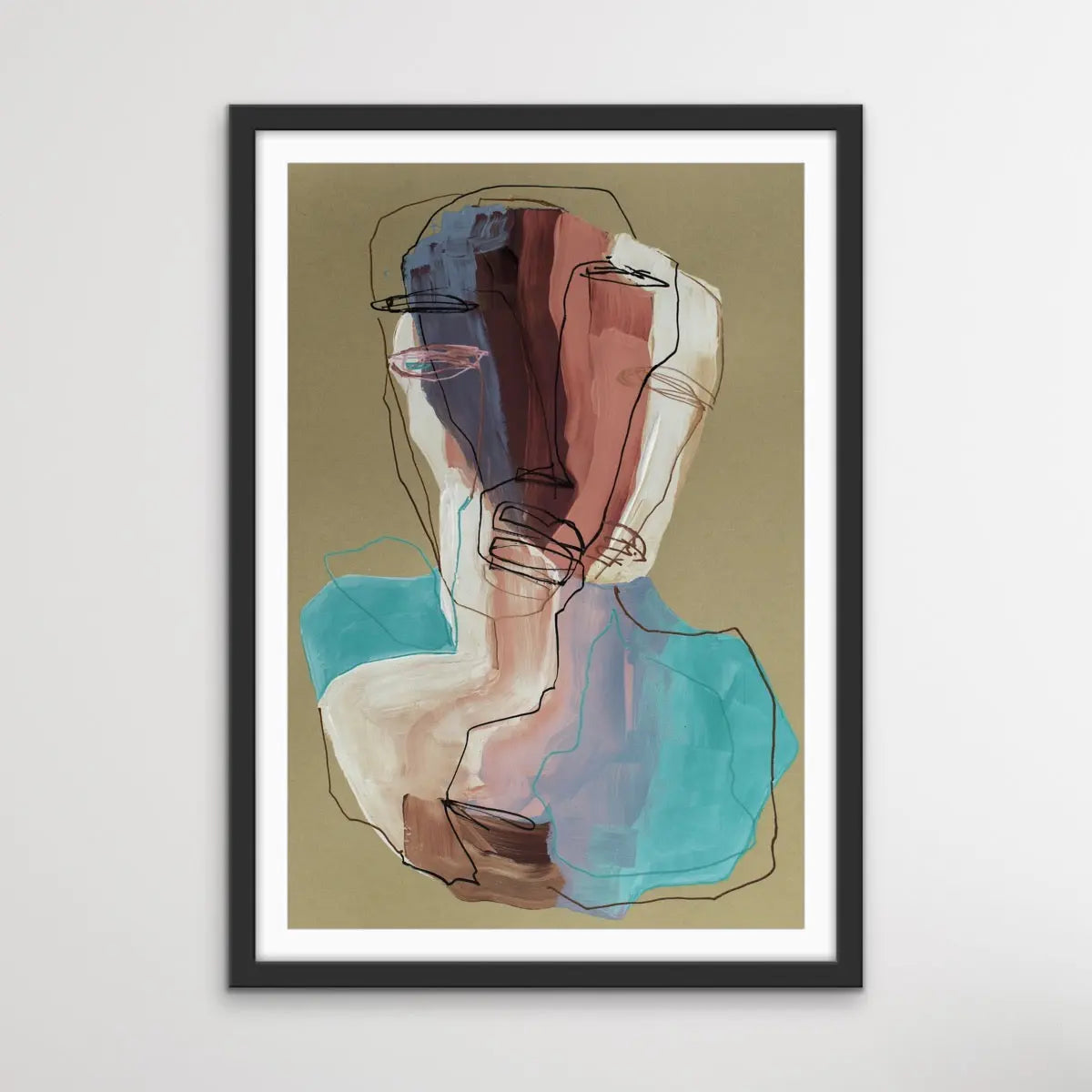 Many Faced - Colourful Line Drawing Illustration by – I Heart Wall Art
